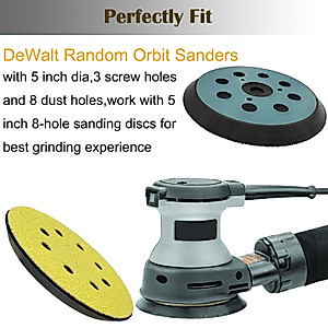 5 Inch 8 Hole Replacement Sander pad for Porter Cable 343, 343k, 390, 390K, 382, 343VSK Orbital Sander- 5" Hook and Loop Sanding pad for Woodworking Metal Automotive Sander