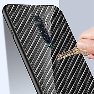 Grandcase Oppo Reno 2 Case,Ultra-Thin Advanced Carbon Fiber Texture Gradient Glass Box Scratch Resistant Tempered Glass Back Cover Case for Oppo Reno 2 6.5" -Gold