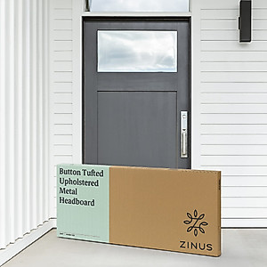 ZINUS Barbara Upholstered Headboard Button Tufted Upholstery, Easy Assembly, Queen, Gray