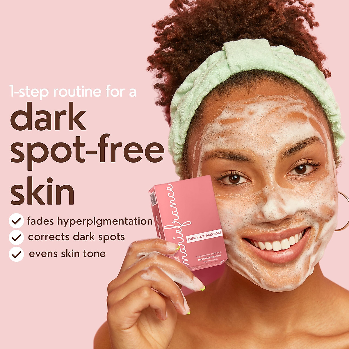 Pure Kojic Acid Soap for Hyperpigmentation, Dark Spots & Skin Brightening with Papaya Extract, Vitamin C & E - Maximum Strength, Fragrance-free, 5.3 oz