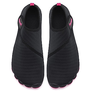 Racqua Mens Womens Water Shoes Quick Dry Barefoot Lightweight Shoes Beach Swim Sport Shoes Hiking Pool Surfing Diving Aqua Shoes Black/Rose 9.5 Women/8.5 Men