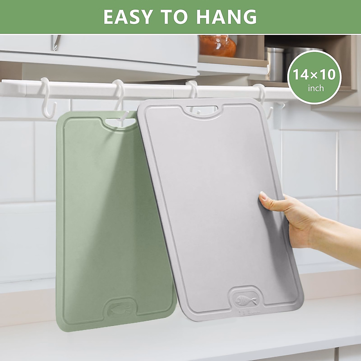 Gintan Flexible TPU Cutting Board with Knife and Juice Groove, BPA Free Flexible Chopping Boards for Kitchen Dishwasher Safe Easy Grip Handle（Grey）