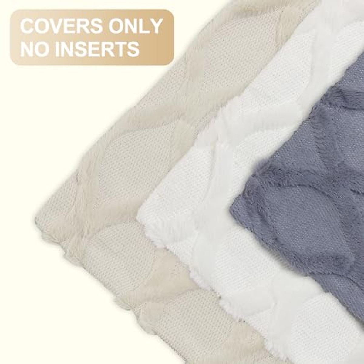 decorUhome Decorative Throw Pillow Covers 18x18 Set of 2, Soft Plush Faux Fur Wool Pillow Covers for Couch Bed Sofa Living Room, Cream White