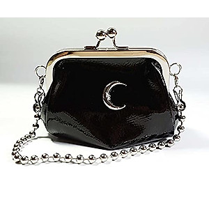 Nite closet Cute Gothic Purse Crossbody Moon Lolita PU Shoulder Bag (Black)