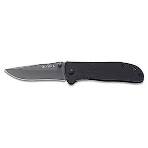 CRKT Drifter EDC Folding Pocket Knife: Everyday Carry, Gray Ti Nitride Blade, Thumb Stud Opening, Black G10 Handle, Pocket Clip 6450K