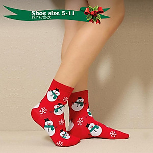 Fun Novelty Christmas Socks Xmas Holiday Casual Crew Socks For Unisex,Santa Claus Fun Socks For Women 4PACKS
