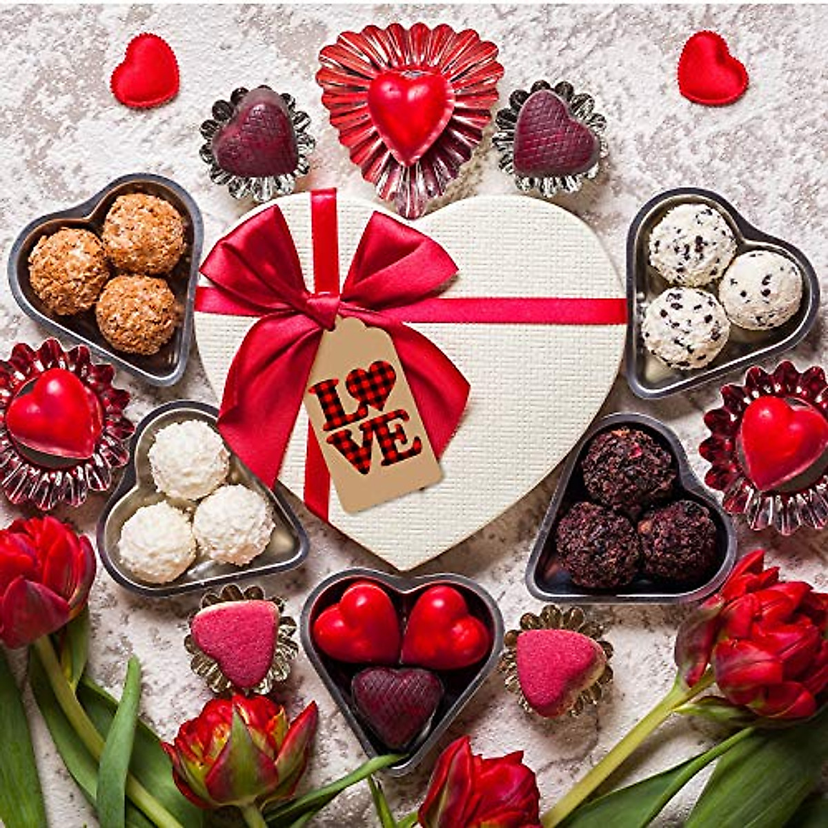 Whaline 120Pcs Valentine's Day Paper Gift Tags Red Black Plaid Heart Love Hanging Name Tags with 66ft Twine for Wedding Anniversary DIY Gift Crafts Wedding Party Favor, 8 Designs