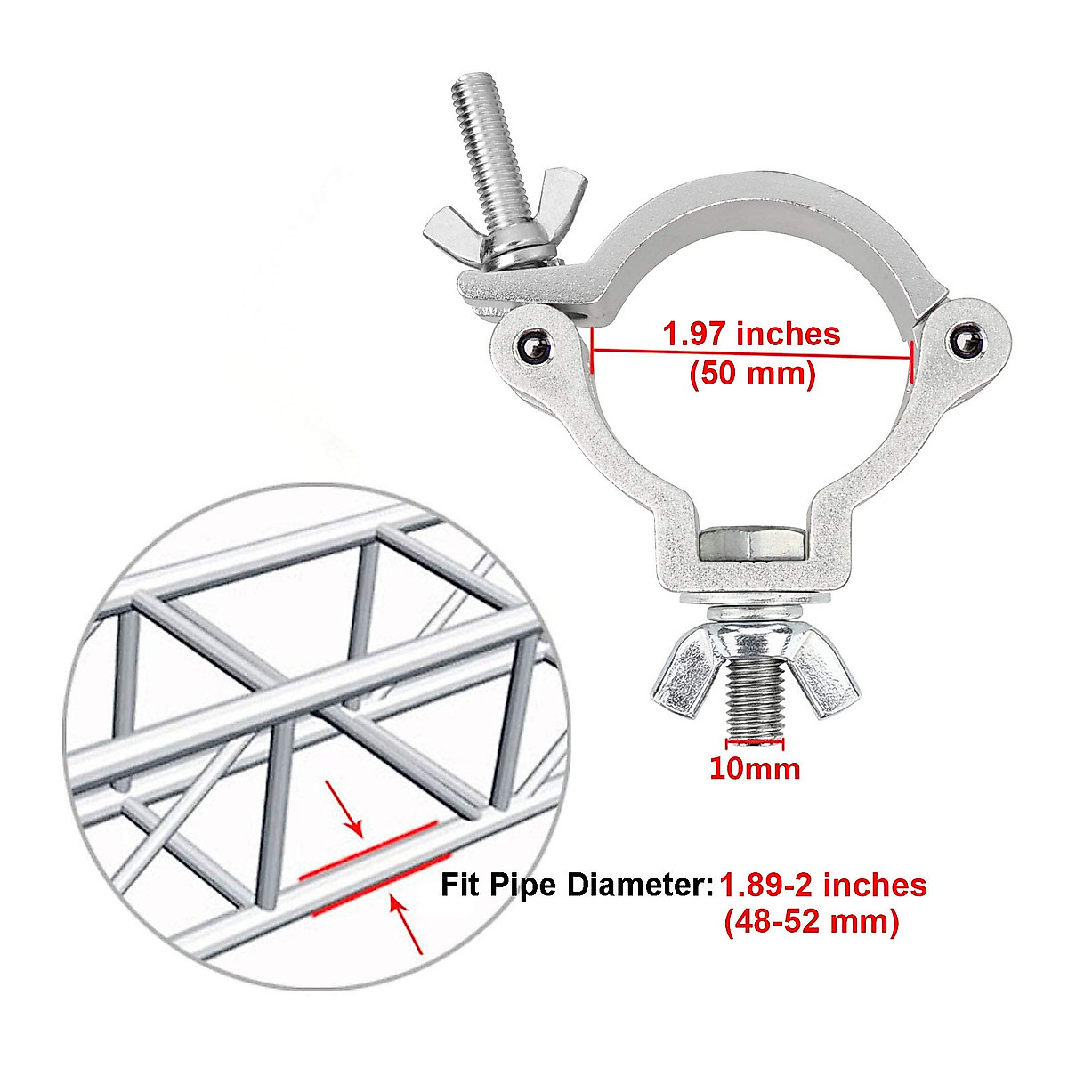 GBGS 20 Pack O-Clamp 2 Inch Lighting Mount for Stage Lighting Moving Head Light Par Light Spotlight Aluminum Alloy Finish Max Load 220 LB, TUV Certificated ID:1419037861