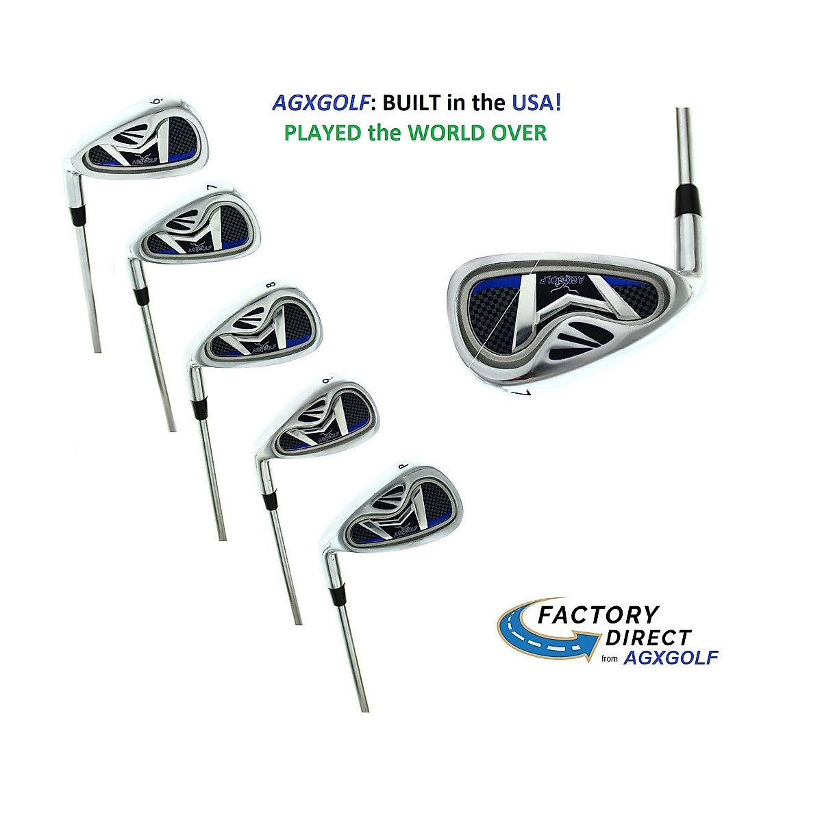 AGXGOLF Men's Senior Left Hand Tall Length (+1 inch) Magnum XS Complete Golf Club Set 460cc Driver, Fairway Wood, 3 Hybrid Iron 5-9 Irons + PW + Putter + Built in The USA
