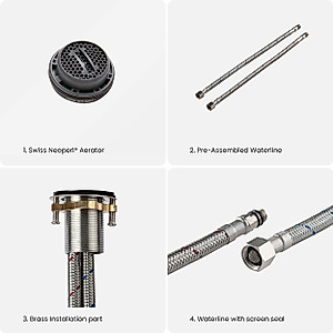 KIBI Infinity Single Handle Bathroom Vanity Sink Faucet with Pop Up Drain | Solid Brass Lavatory Faucet with High Arc Spout | Includes Water Hose for Easy Installation (Chrome Finish, KBF1006)