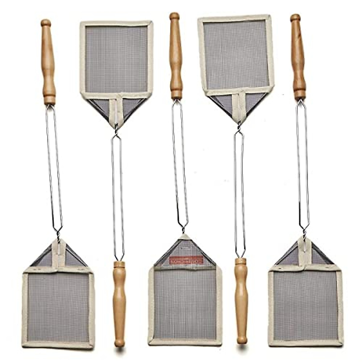 Kings County Tools Old-Fashioned Fly Swatter | 5-Pack | Wire Frame with Wooden Handle | Strong Mesh | Sewn Edges | Take Out Pesky Pests Effectively Unlike Plastic | Made in France