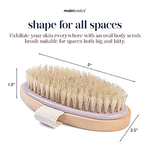 MainBasics Dry Brushing Body Brush for Lymphatic Drainage, Dry Skin, Cellulite, Blood Circulation with Exfoliating Natural Bristles for Flawless Skin