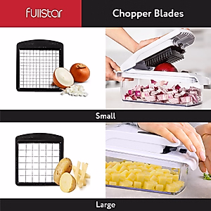 Fullstar Vegetable Chopper - Spiralizer Vegetable Slicer - Onion Chopper with Container - Pro Food Chopper - Black Slicer Dicer Cutter - 4 Blades