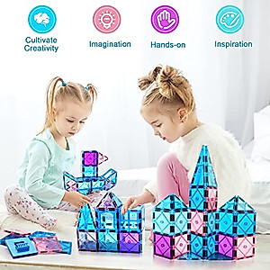Mruikeny Magnetic Tiles Kids Toys for 3 4 5 6 7 8+ Years Old Boys Girls Magnet Toys Building Tiles STEM Educational Learning Magnetic Blocks Toy Set for Toddlers Child Ages 3-6 Birthday