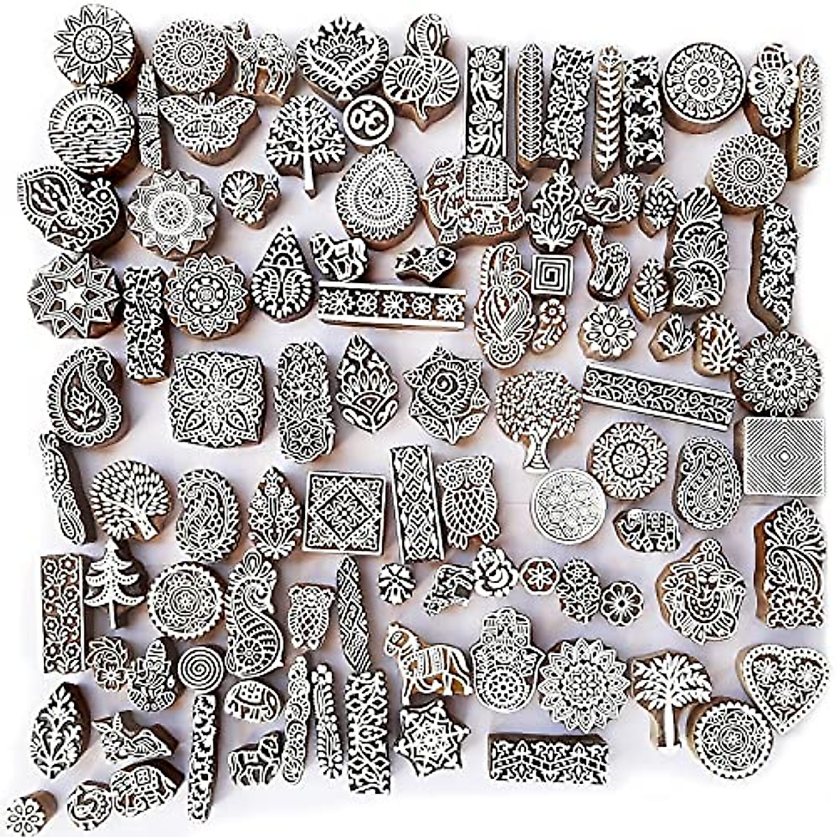 Royal Kraft Assorted Wooden Block Printing Stamps (Set of 25) Bulk01_25