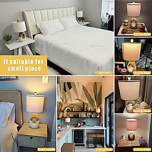 OYEARS Boho Table Lamps Bedroom Living Room Set 2 Small Farmhouse Rattan Table Lamp 19”Rustic Home Decoration Nightstand Bedside Lamp for Office Compatible with Smart Light Bulbs(Not Include Bulbs)