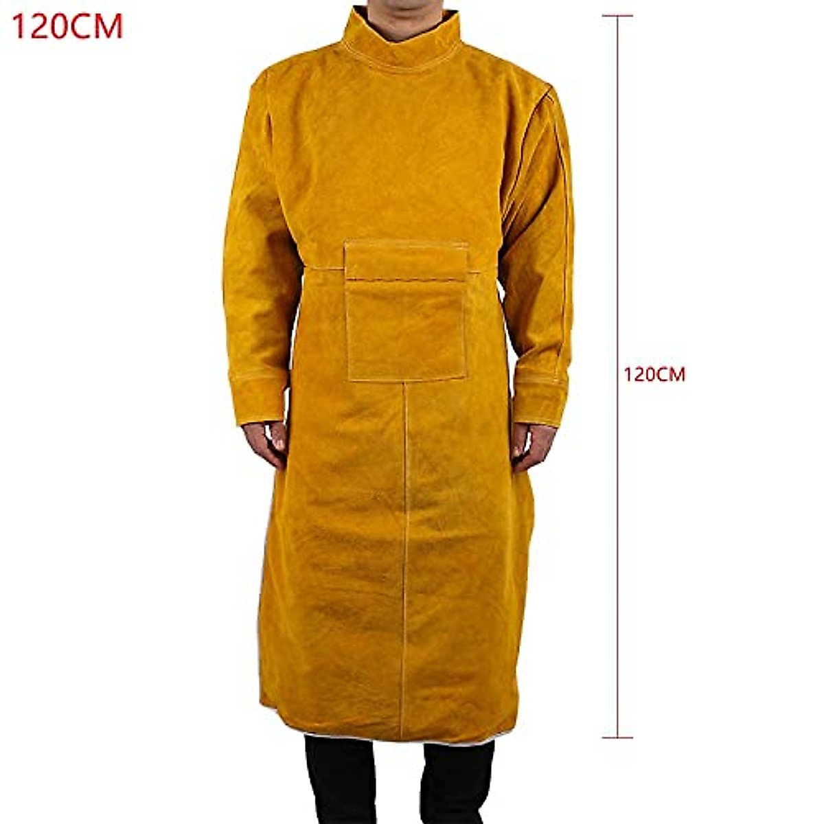 Cowhide Work Clothes Apron Welding Protective Clothing Heat And Fire Resistant Welders Clothing Welding Apron With Sleeves (105CM)