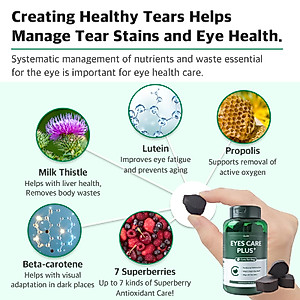 DoctorBy Eyes Care Plus Dog Tear Stain Supplement Eye Drops for Dogs Eye Health Support with Milk Thistle Lutein Beta Carotene - 100 Soft Chews