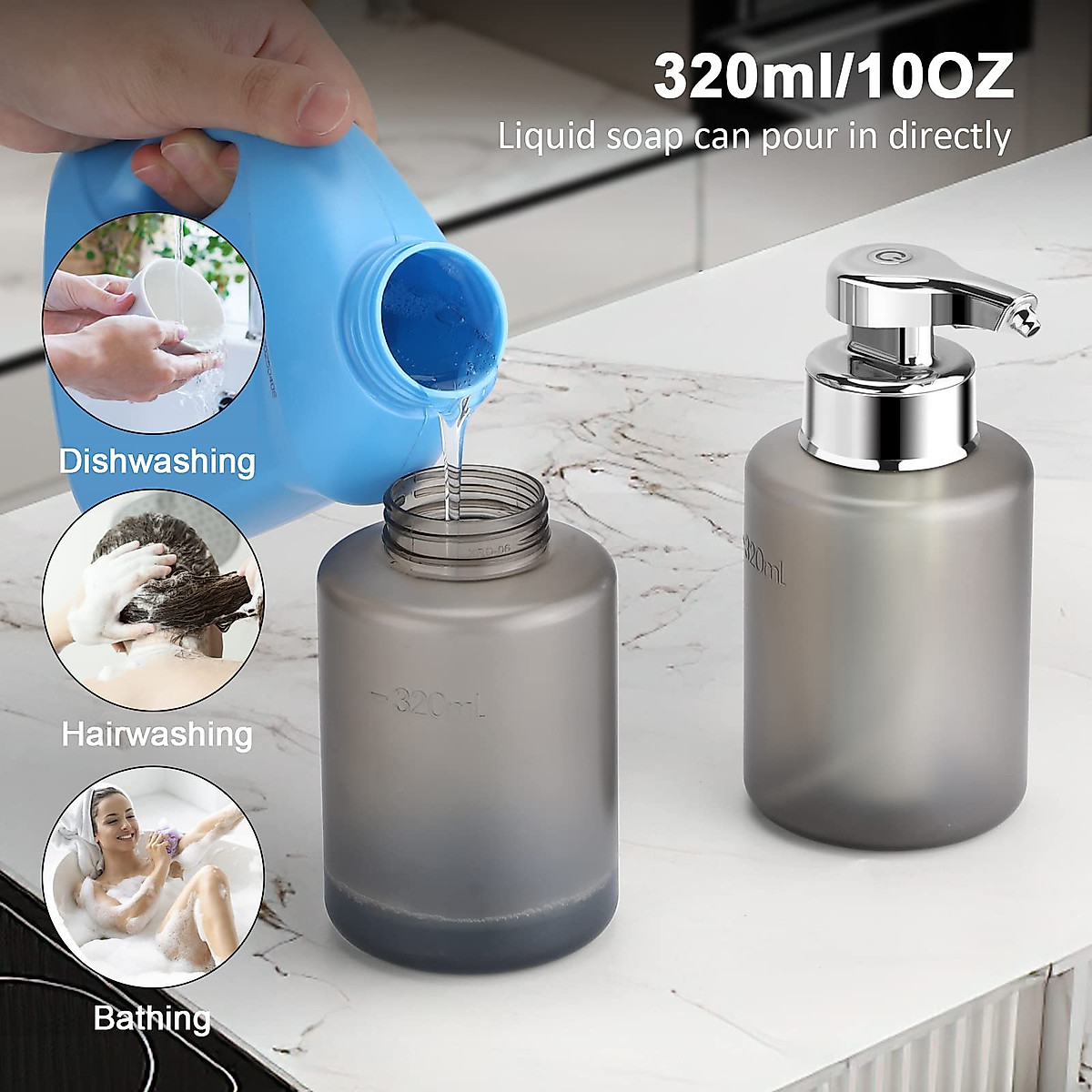 Automatic Soap Dispenser Liquid Set with Tray, Hand Free Soap Dispenser Rechargeable Soap Dispenser Touchless Soap Dispenser Smart Electric Auto Dish Soap Dispenser for Bathroom, Kitchen, Commercia