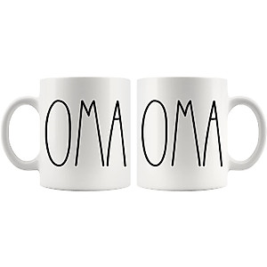 Moon9xx Oma Coffee Mug | Oma Rae Dunn Inspired | Rae Dunn Style | Birthday - Merry Christmas - Mother Day | Family Coffee Mug Birthday Present For The Best Oma Ever Coffee Cup 11oz,White