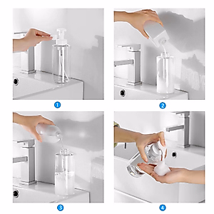 UUJOLY Foaming Soap Dispenser, 17 OZ Refillable Plastic Soap Pump Bottle for Liquid Soap, Shampoo, Body Wash, 2 Pcs, Clear