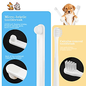 Dog Toothbrush Brushing Kit, Cat Tooth brushing Kit, Suitable for All Cats and Dogs Dental Care. White, Soft Bristles, Pet Toothbrush Kit Meets All Cleaning Needs, Multi-Functional Dental Cleaning