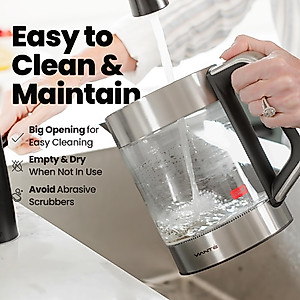 Hot Tea Maker Electric Glass Kettle with tea infuser and temperature control. Automatic Shut off. Brewing Programs for your favorite teas and Coffee.