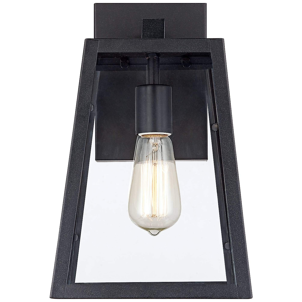 John Timberland Arrington 13" High Farmhouse Rustic Modern Outdoor Wall Light Fixture Mount Porch House Exterior Outside Lantern Set of 2 Edison Bulb Mystic Black Metal Clear Glass Shade Front Door