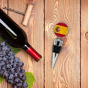 Spain Flag and Shield Wine Bottle Stopper in Gift Box, Perfect for House Warming Gift