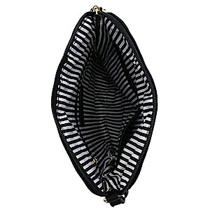 FashionPuzzle Tassel Zip Pocket Crossbody Bag (Beige/Black)