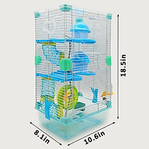 PINVNBY Hamster Cage, 3 Level Mouse Cage and Habitats Hamster Enclosure Hamster Habitat for Mouse Mice Rat Gerbils and Small Animals 10.6 x 7.8 x 10.6inches