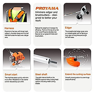 PROYAMA 26cc Weed Eater/Wacker Gas Powered, 2-Cycle Gas String Trimmer/Edger, 3 in 1 Brush Cutter with 17’’ Cutting Path, Grass Trimmer Light Weight