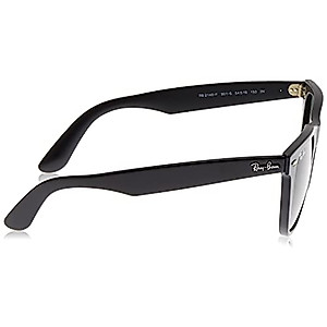 Ray-Ban RB2140F Original Wayfarer Low Bridge Fit Square Sunglasses, Matte Black/G-15 Green, 52 mm