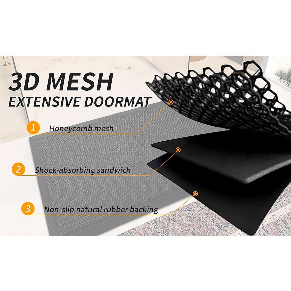 KaBesten Doormat, Anti-Slip Waterproof Door Mat for High Traffic Areas, Black,Red, Snowproof Welcome Mat for Front Door, Outdoor Indoor Entrance (RED, 35.4.23.6)