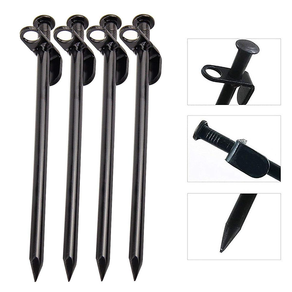 IUMÉ 10-Pack Tent Stakes, Black / 11.8inch Heavy Duty Camping Stakes with Oxford Fabric Pouch, Unbreakable and Inflexible Steel Ground Stakes Tent for Outdoor Trip Hiking Gardening