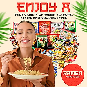 FOODIE BOXX Japanese Instant Ramen Noodles Variety Pack with Cookies & Chopsticks (Japanese)