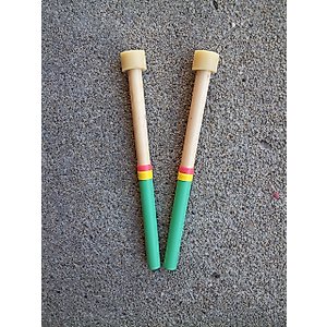 Kakesa Steel Drum Pan Mallets Sticks Wood Rasta - Double Seconds