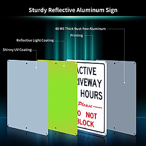 2-Pack Active Driveway Sign, 24 Hours Please Do Not Block Sign, 12"x 8" .04" Aluminum Reflective Sign Rust Free Aluminum-UV Protected and Weatherproof