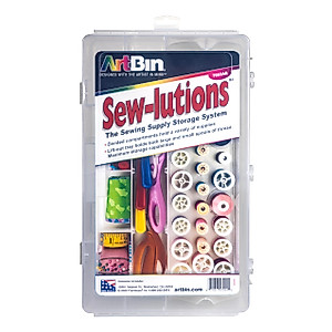 ArtBin 7003AB Sew-Lutions Sewing Supply Storage System with Lift-Out Thread Spool Tray, [1] Plastic Storage Case, Clear