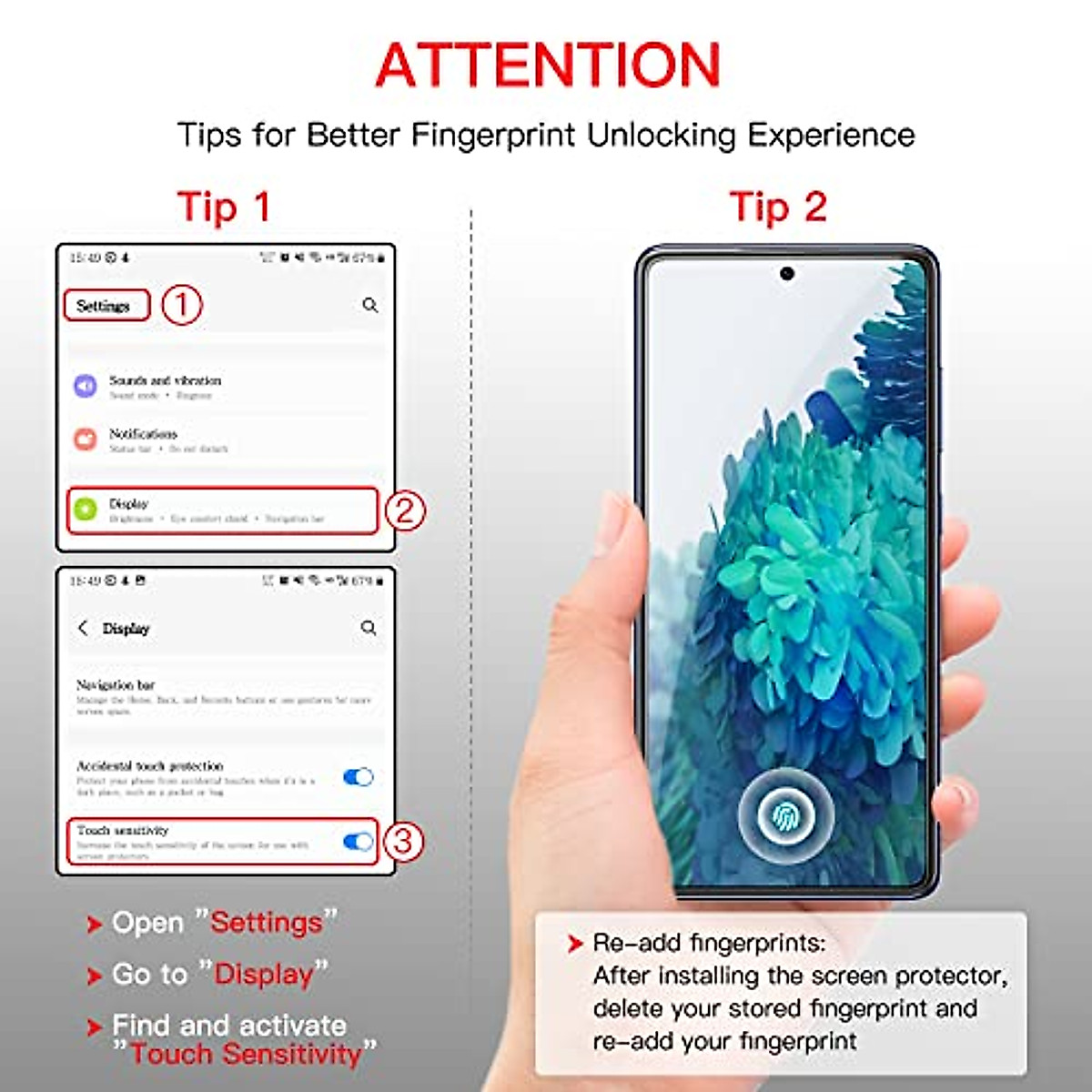 JETech Screen Protector for Samsung Galaxy S20 FE 6.5-Inch with Camera Lens Protector, Tempered Glass Film, Fingerprint ID Compatible, HD Clear, 2-Pack Each