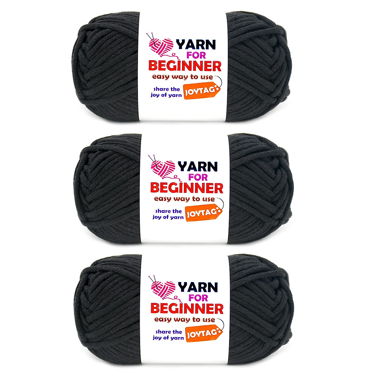 3 Pack Beginners Crochet Yarn Cotton Crochet Yarn for Crocheting Knitting Beginners with Easy-to-See Stitches Cotton-Nylon Blend Crochet Yarn for Beginners Crochet Kit(3x50g)-Blue+Yellow+Hot Pink