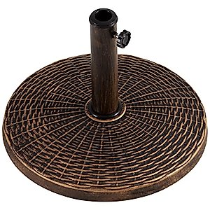 Yaheetech 22 lbs Heavy Duty Outdoor Umbrella Base 18" Round Patio All-Weather Umbrella Stand Market Umbrella Base for Garden & Lawn, Bronze