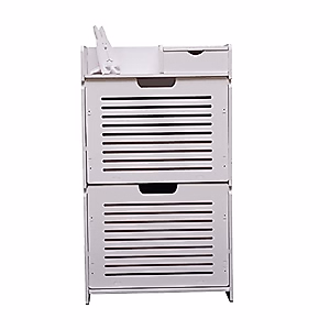 DouSeiAi 2-Layer Freestanding Shoe Cabinet, Shoe Cabinet for Entryway, Slim Shoe Cabinet for Outdoors Indoors, Hidden Shoe Storage for Home (White)