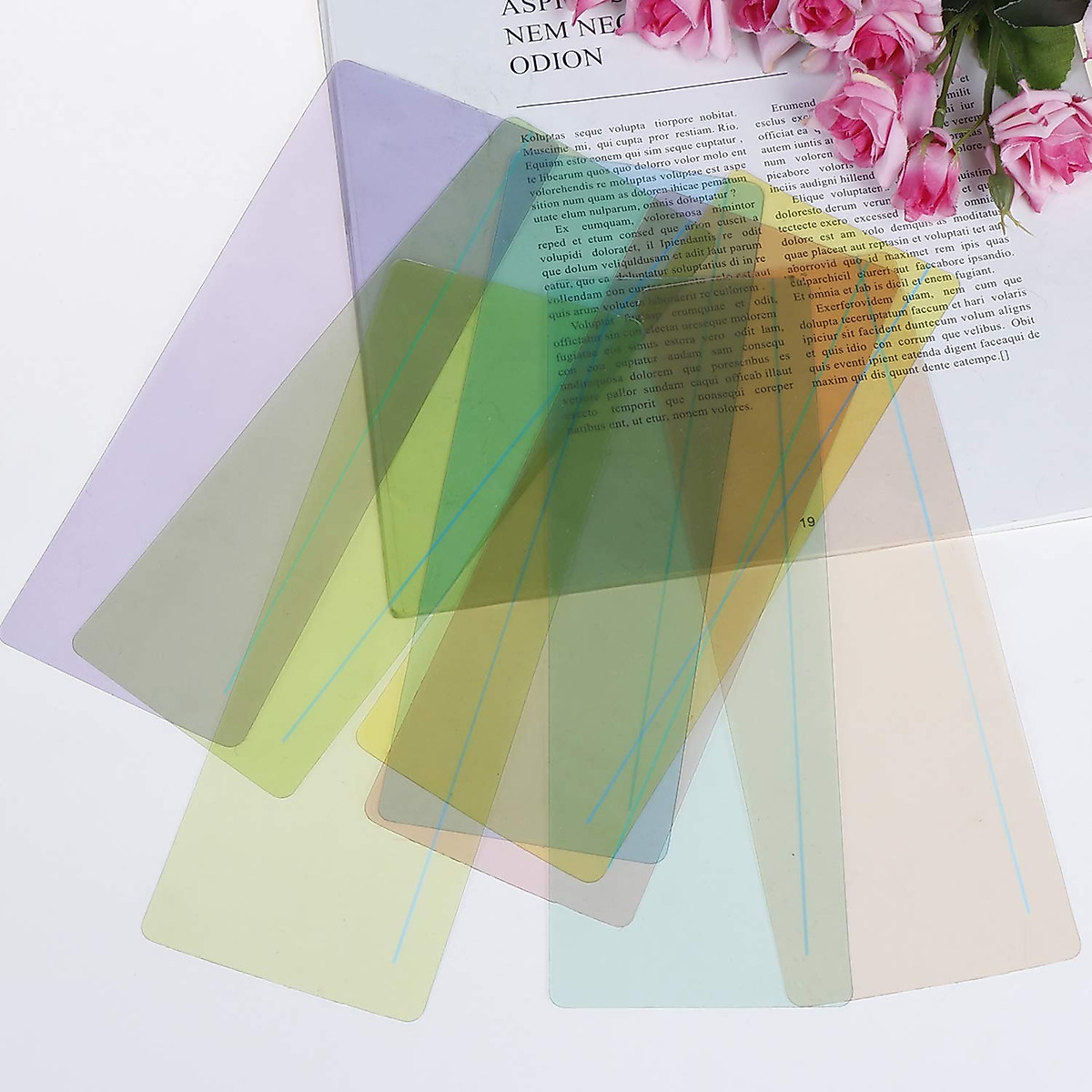 Reading Guide Highlight Strips (32 Pack) Colored Overlays Bookmarks Reading Tracking Rulers for Children, Teachers, and Dyslexics