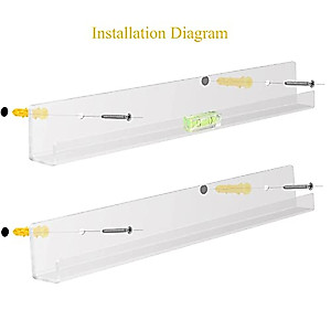 bigantss 6 Pack Clear Acrylic Vinyl Record Floating Shelves, 12" Wall Shelf Mount & Holder for Vinyl Album Display and Storage, Acrylic Record Frame Show Your Favorite LP (Clear)