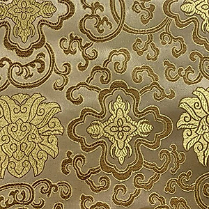 Adelaide Gold Chinese Brocade Satin Fabric by The Yard - 10058