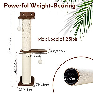 TAMFOM Cat Scratching Post,Wall Mounted Cat Tree,4''Diameter Wooden Cat Wall Furniture, Modern Cat Shelves,Cat Scratchers for Indoor Cats