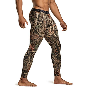 TSLA Men's Thermal Compression Pants, Athletic Sports Leggings & Running Tights, Wintergear Base Layer Bottoms, Heatlock Athletic Print Hunting Camo, Small