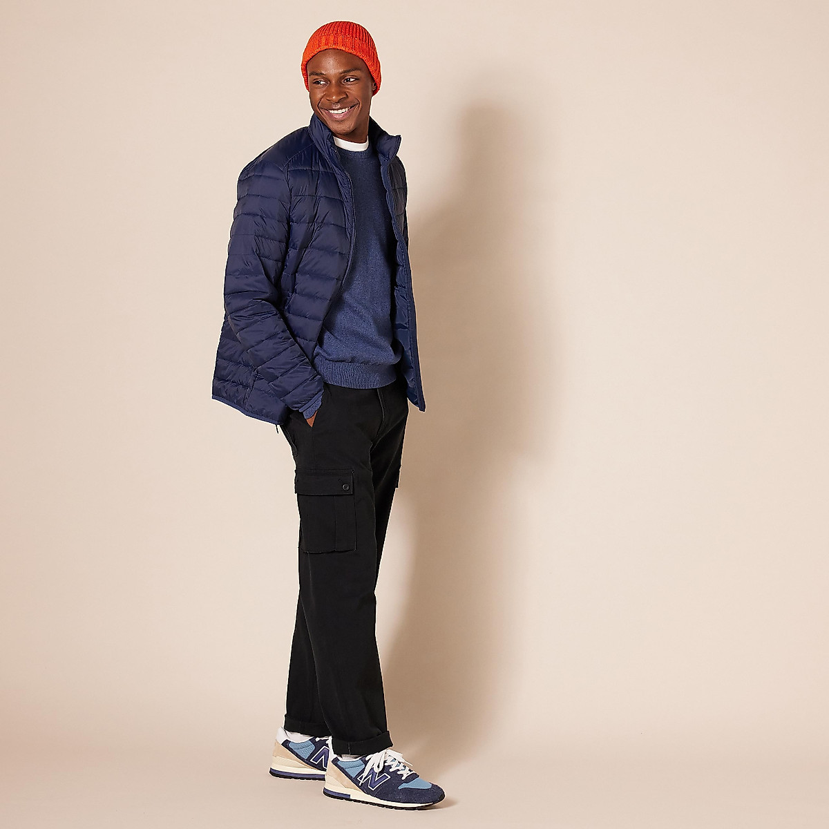 Amazon Essentials Men's Straight-Fit Stretch Cargo Pant (Available in Big & Tall), Black, 34W x 32L