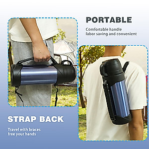 Insulated Vacuum Bottle 41oz,Travel Thermos For Hot/Cold Drink,18/8 Stainless Steel Water Bottles Bpa Free, Vacuum Bottle With 2 Plastic Cup,Thermos For Hot Drink For 24 Hours.(Starry Blue)